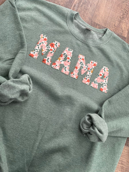 Mama Embroidered Floral Applique Sweatshirt | Simple Mama Pullover, Gi ...